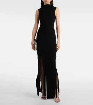 Victoria Beckham Pleated Ribbed-knit Gown
