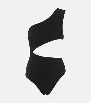 Balmain One-shoulder Cut-out Swimsuit - Black