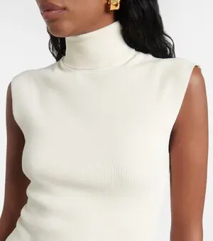 Victoria Beckham Draped Turtleneck Jersey Maxi Dress