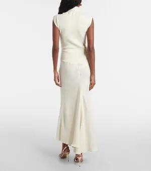 Victoria Beckham Draped Turtleneck Jersey Maxi Dress