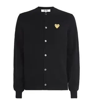 Play Comme Des Garcon Wool Heart Cardigan - Black