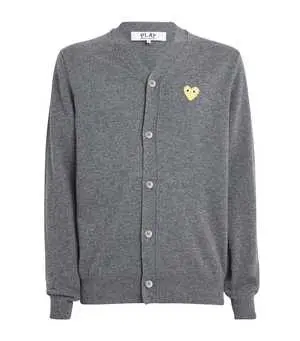 Play Comme Des Garcon Wool Heart Cardigan - Grey