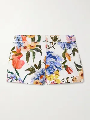 Farm Rio Greek Garden Quilted Floral-print Shorts - Neutrals