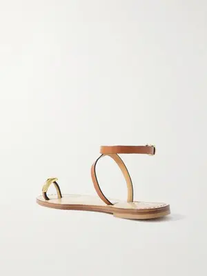 AMANU The Kigali Embellished Leather Sandals - Brown