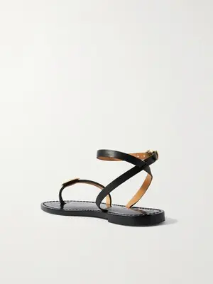 AMANU The Senegal Embellished Leather Sandals - Black