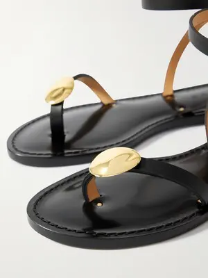 AMANU The Senegal Embellished Leather Sandals - Black