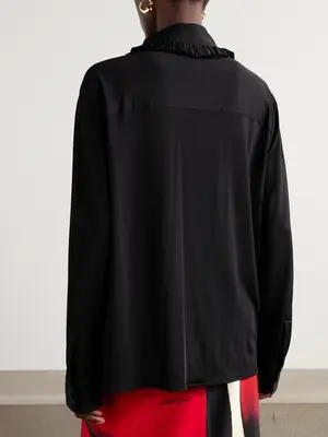 JIL SANDER Crepe Blouse With Ruffle Trim