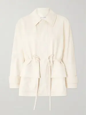 Bottega Veneta Leather-trimmed Cotton-twill Jacket - Neutrals