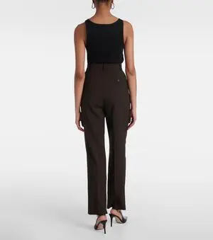 THE FRANKIE SHOP Bea High-rise Straight Leg Trousers - Brown