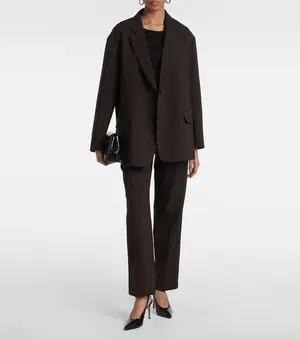 THE FRANKIE SHOP Bea High-rise Straight Leg Trousers - Brown