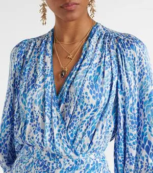Poupette St Barth Shirred Printed Mini Dress