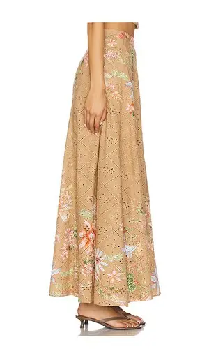 Hemant & Nandita Printed Eyelet Maxi Skirt
