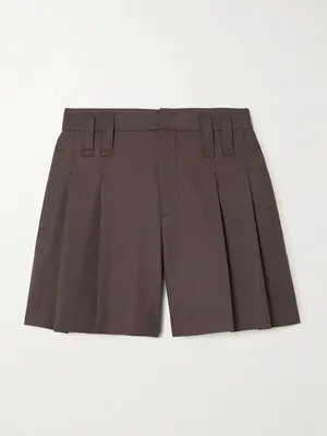 Brunello Cucinelli Pleated Wool-blend Shorts - Brown