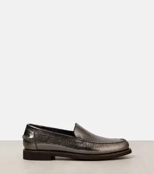 Brunello Cucinelli Metallic Leather Loafers
