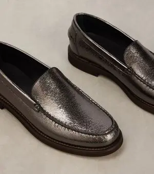 Brunello Cucinelli Metallic Leather Loafers