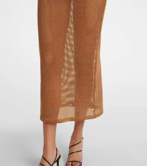 COURREGES Sheer Cotton Mesh Midi Dress