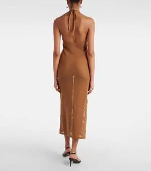 COURREGES Sheer Cotton Mesh Midi Dress