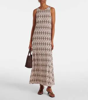 Max Mara Miki Geometric Print Maxi Dress