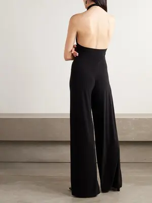 Norma Kamali Gathered Stretch-jersey Halterneck Jumpsuit