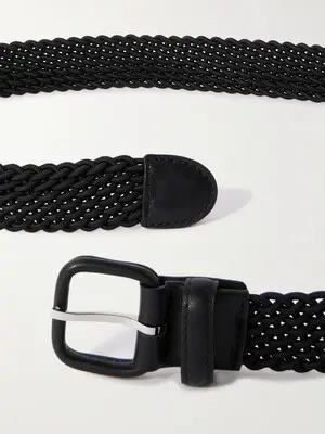 Charvet Woven Leather-trimmed Cord Belt