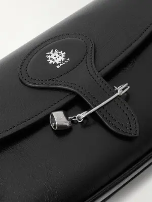 Bally Beckett Glossed Textured-leather Shoulder Bag