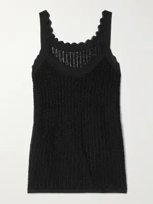 Khaite Ennio Scalloped Pointelle-knit Tank - Black