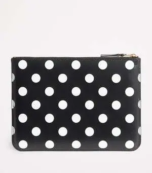 Comme Des Garçons Large Leather Polka-dot Zipped Pouch