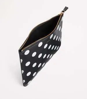 Comme Des Garçons Large Leather Polka-dot Zipped Pouch