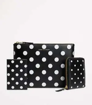 Comme Des Garçons Large Leather Polka-dot Zipped Pouch