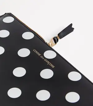Comme Des Garçons Large Leather Polka-dot Zipped Pouch