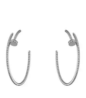 Cartier Juste Un Clou Diamond Hoop Earrings - White