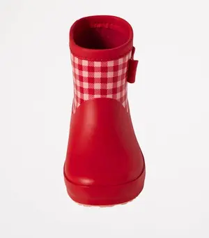 MIKI HOUSE Rubber Rain Boots With Checked Panelling And Bow Detailing