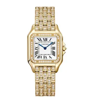 Cartier Panthère De 18k Yellow Diamond Watch - Silver