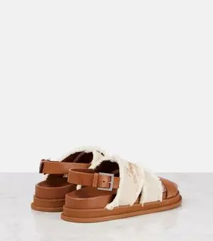 JIMMY CHOO Embroidered Canvas And Leather Sandals