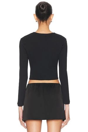 LESET Pointelle Crop Cardigan