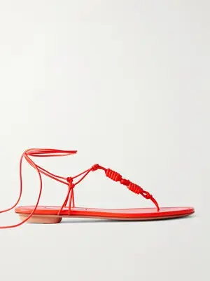 AQUAZZURA Aquazzura Oaxaca Knotted Leather Sandals Red