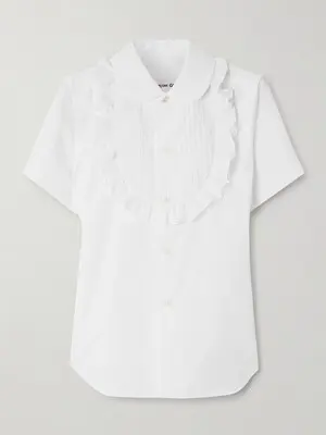 Comme Des Garçons Pleated Ruffled Cotton-poplin Shirt