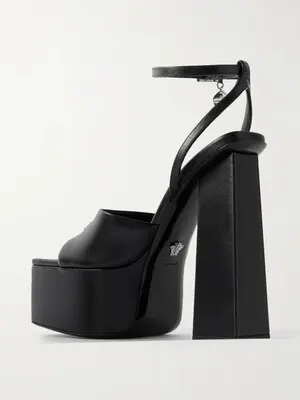 Versace Embellished Leather Platform Sandals