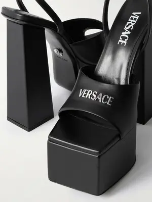 Versace Embellished Leather Platform Sandals