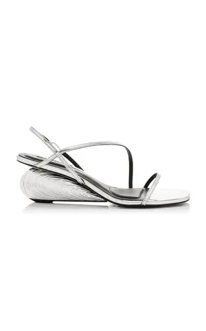 Simkhai Bridget Metallic Wedge Leather Sandals - Silver