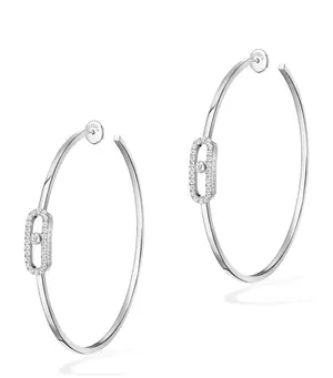 Messika Move Uno White Gold And Diamond Hoop Earrings - Silver
