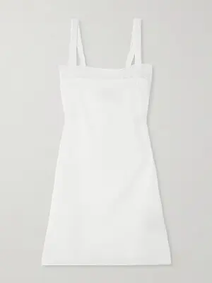 Faithfull The Brand Lace-trimmed Cotton-poplin Mini Dress - Neutrals