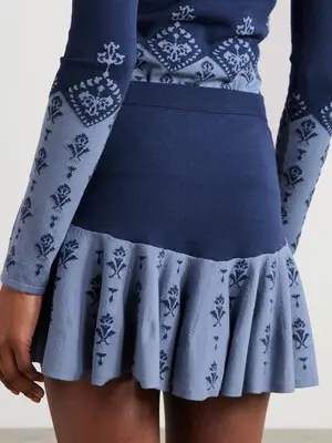 CONNER IVES Two-tone Jacquard-knit Mini Skirt