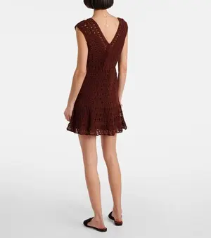 Anna Kosturova Jennifer Crochet Cotton Minidress - Brown