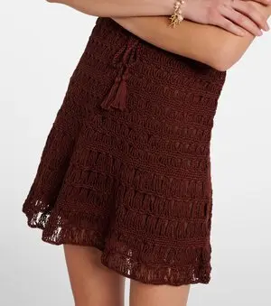 Anna Kosturova Jennifer Crochet Cotton Minidress - Brown