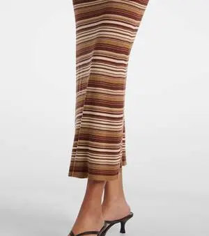 AYA MUSE Striped Silk-blend Midi Dress