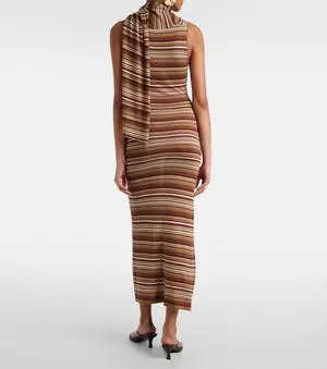 AYA MUSE Striped Silk-blend Midi Dress