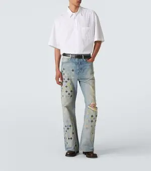 Amiri Ma Quad Embroidered Flared Jeans