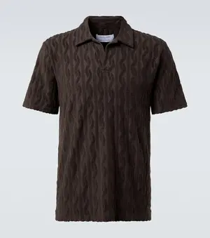 Frescobol Carioca Faustino Cotton Terry Jacquard Polo Shirt - Brown