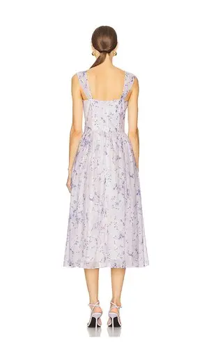 Bardot Midi Dress With Lace Trim